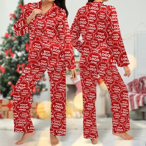 Custom Logo Company Pajamas Set, Personalized Logo Business Pajamas Set ...