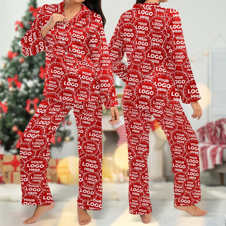 Custom Logo Company Pajamas Set, Personalized Logo Business Pajamas Set ...