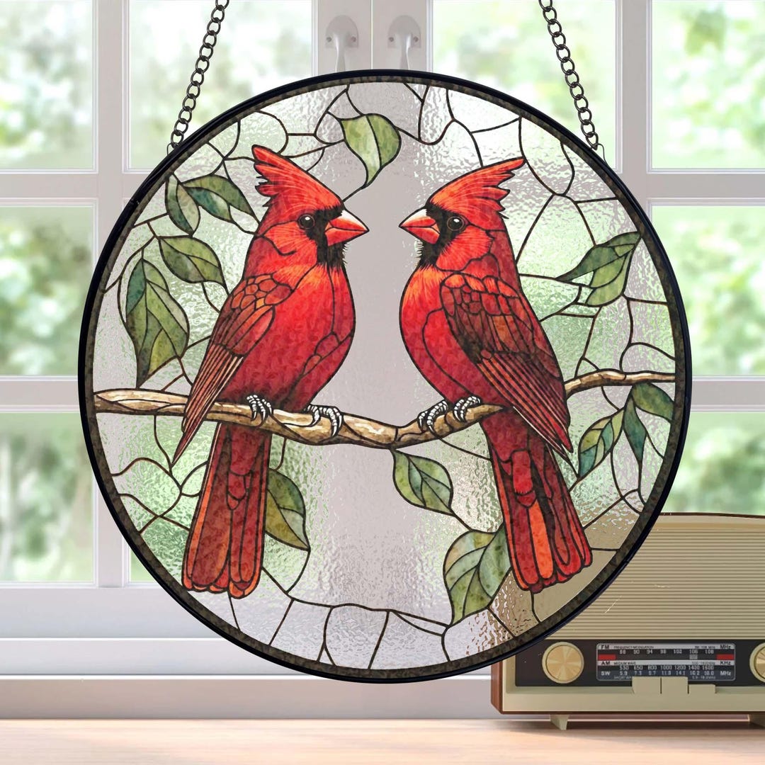Cardinal Stained Glass Suncatchers for Window Hanging, Suncatcher ...