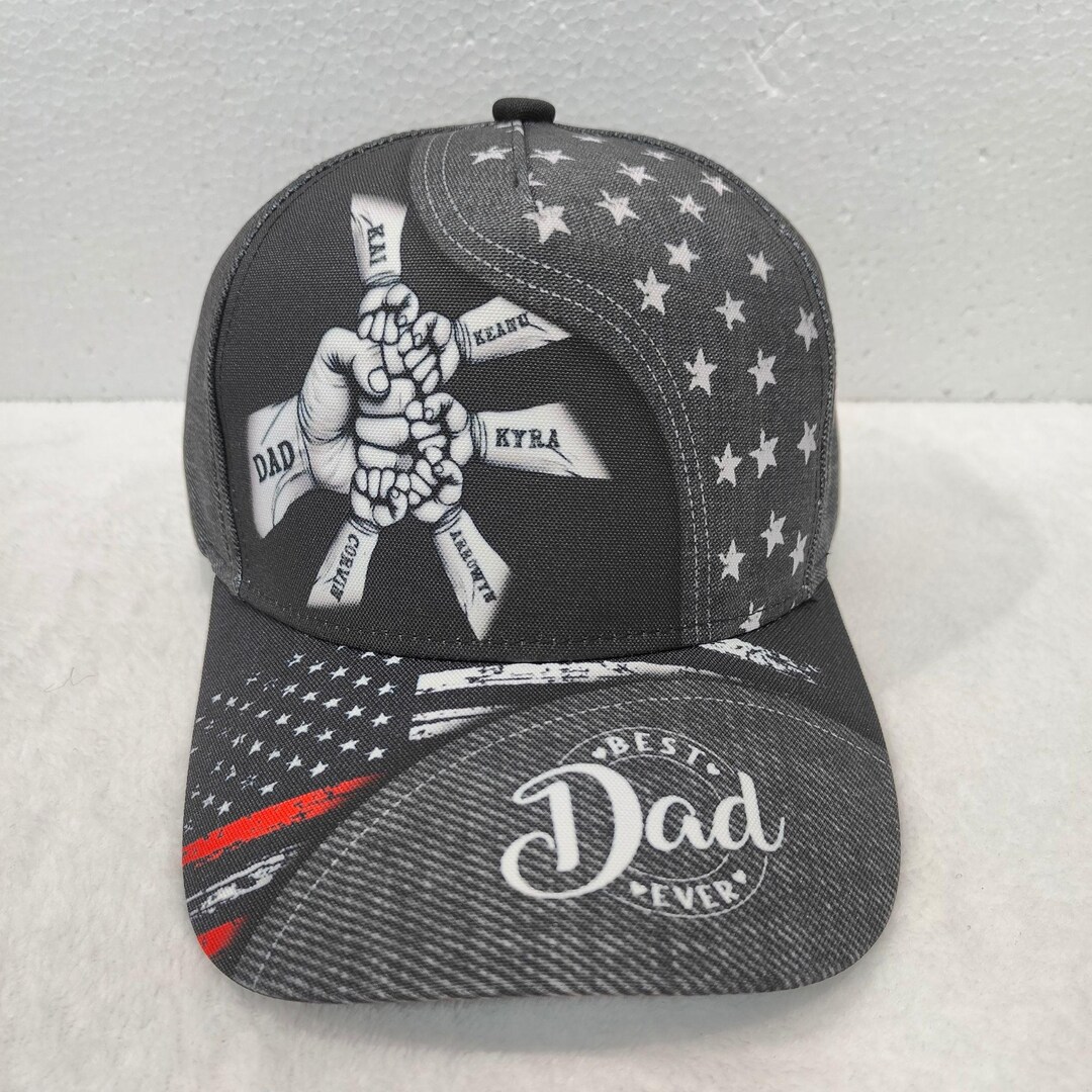 Personalized American Dad Classic Cap, Best Dad Ever Hat With Kid Name ...