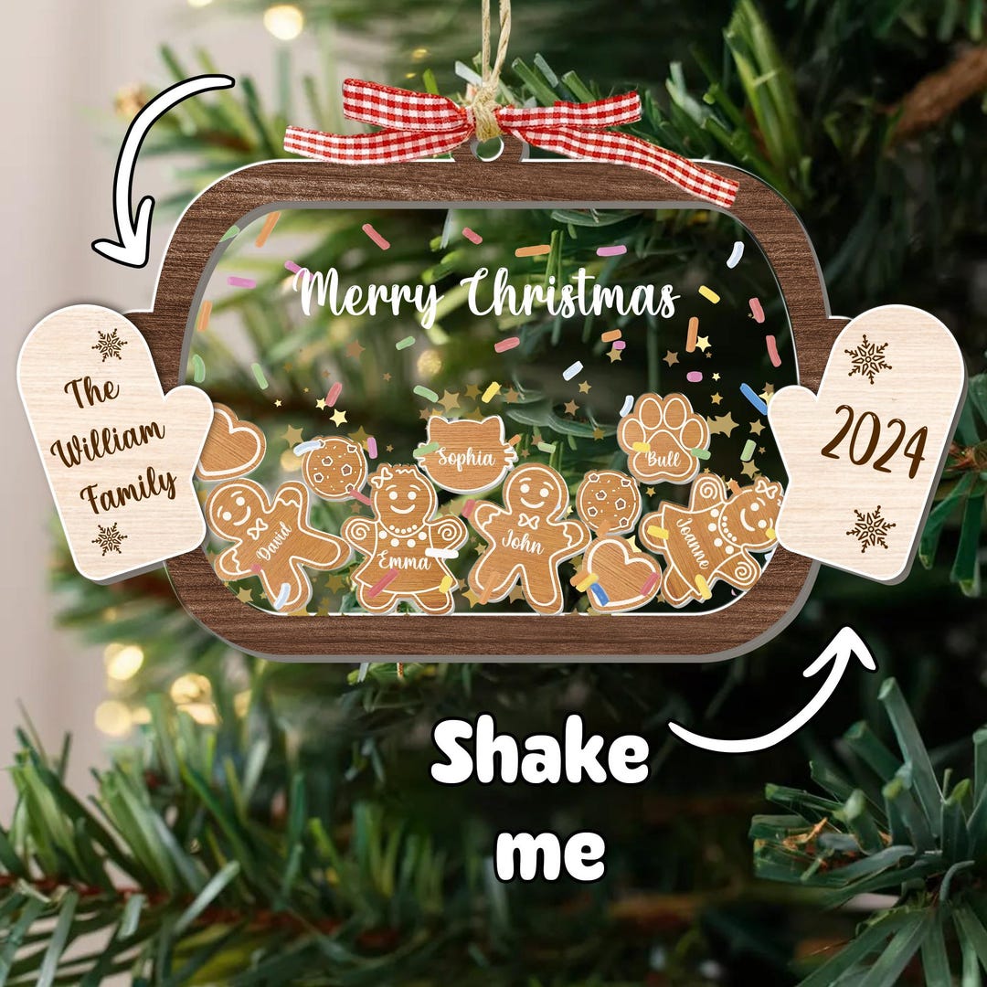 Custom Marshmallows Pet Family Shaker Ornament, 4D Shake Family With Pets Ornament, Gift for ...