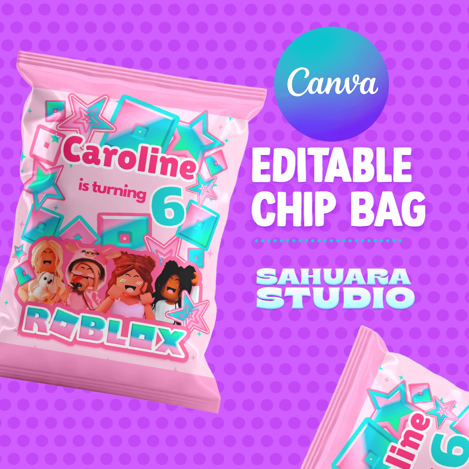 Canva Instant Download • Roblox Chip Bag Design Fully Editable Canva ...