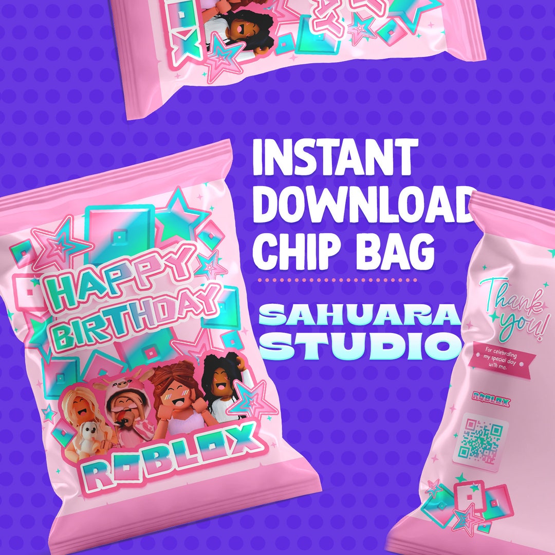 Instant Download • Chip Bag Roblox Girls Birthday Design Holographic ...