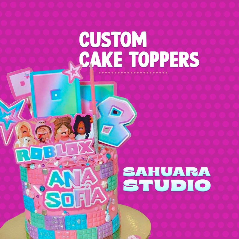 Customizable • Roblox Cake Toppers: Printable Party Toppers, Birthday ...