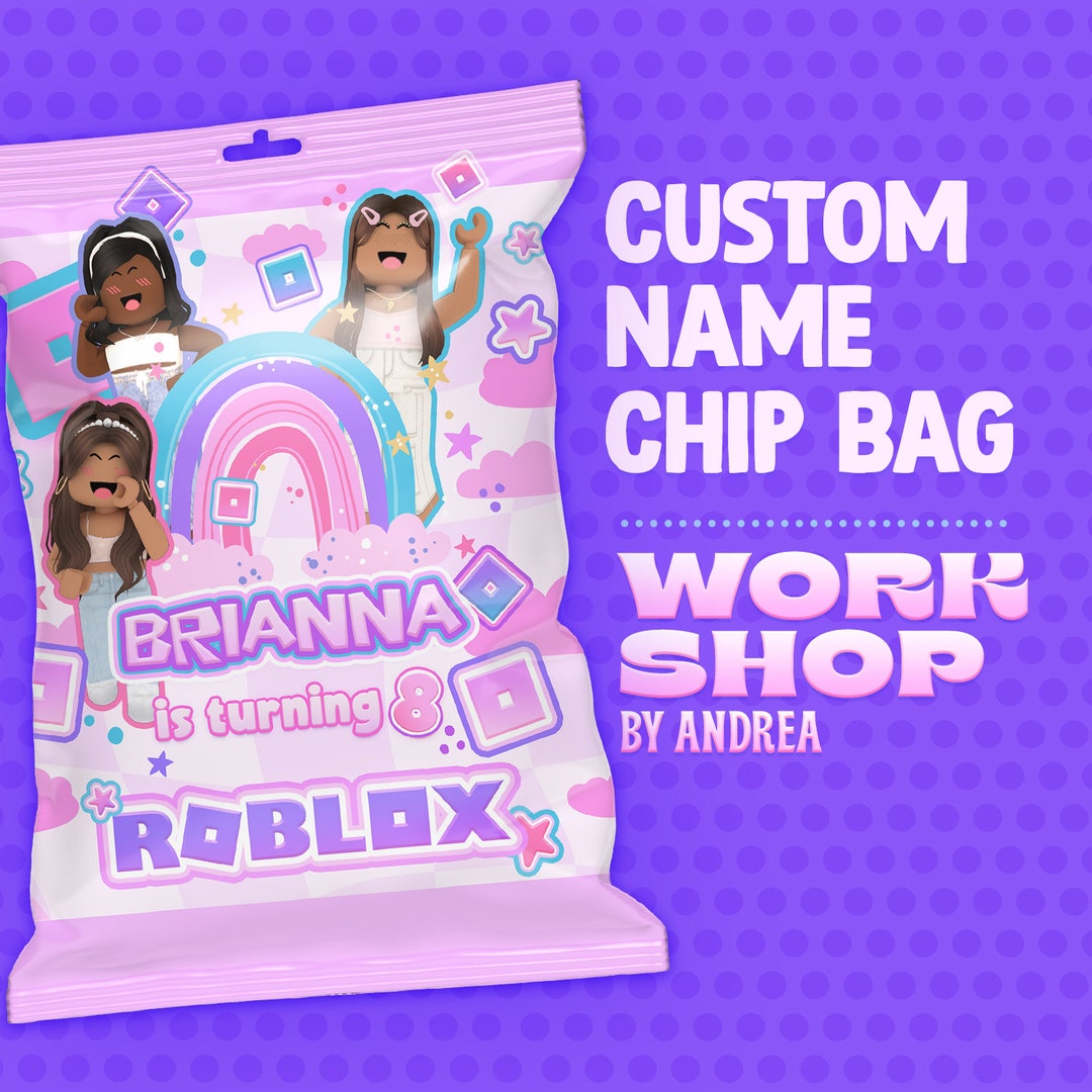 Custom • Roblox Chip Bag Snack Label Design Roblox Birthday Rainbow ...