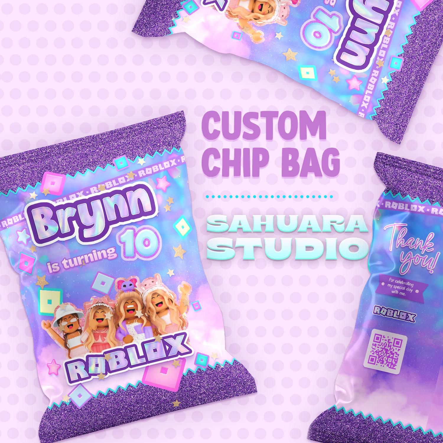 Custom • Roblox Chip Bag Snack Label Design Roblox Birthday Clouds ...