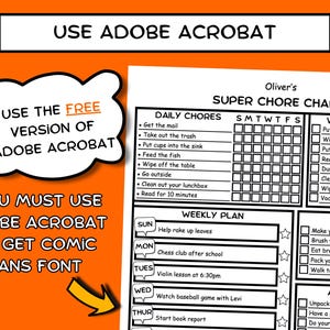 Fillable Kids Chore Chart for Daily and Weekly Responsibilities, Comic ...