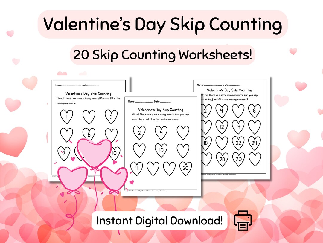 Valentine's Day Skip Counting for Kids | Kindergarten, First Grade ...