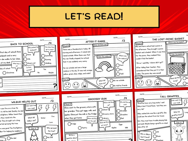 First Grade Reading Comprehension Worksheets for Spring Learning ...