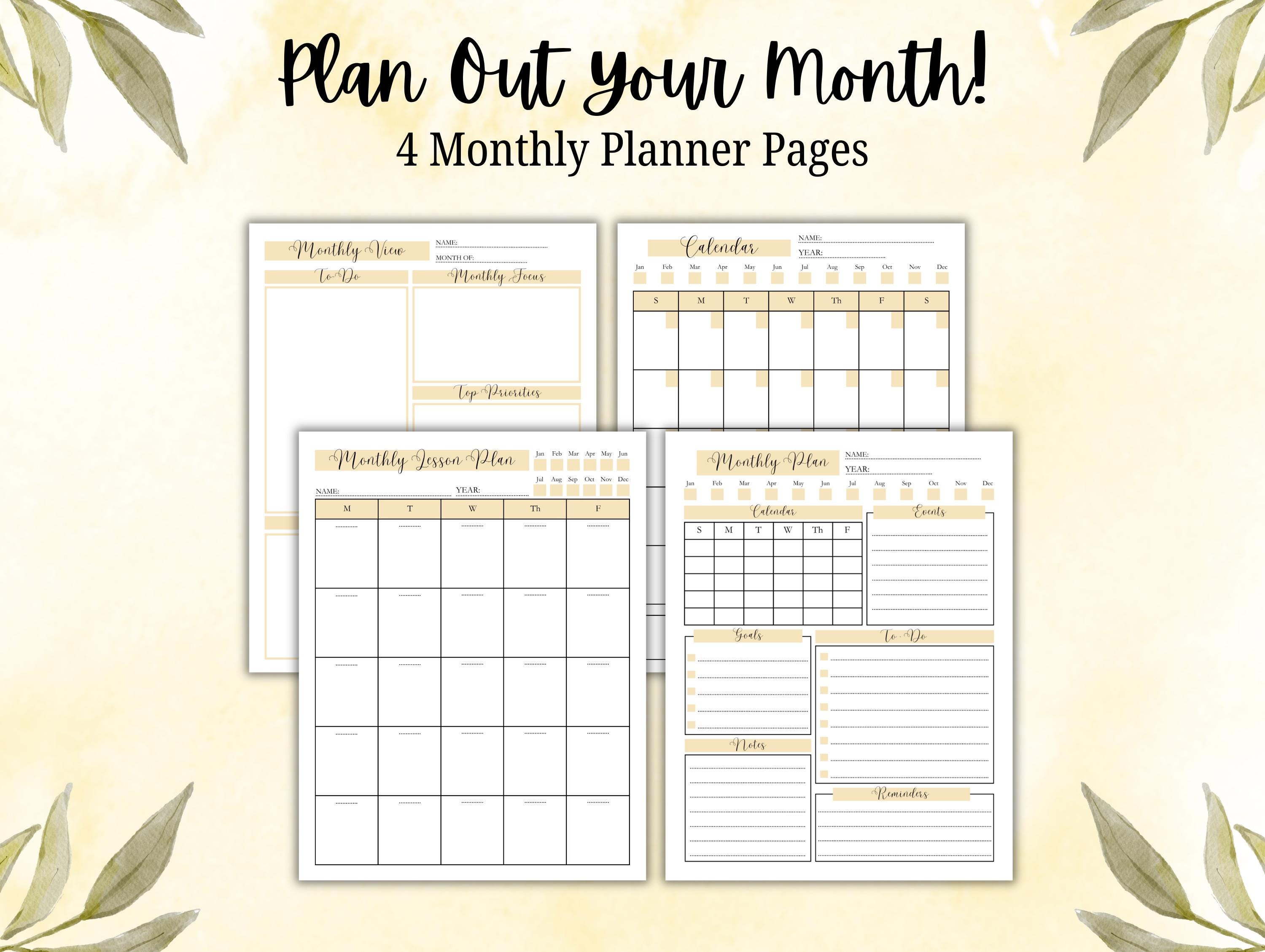 Homeschool Daily, Weekly, and Monthly Planner for Kids in Yellow ...
