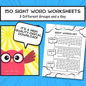 Sight Word Worksheets for Prek, Kindergarten, and 1st Grade Students ...