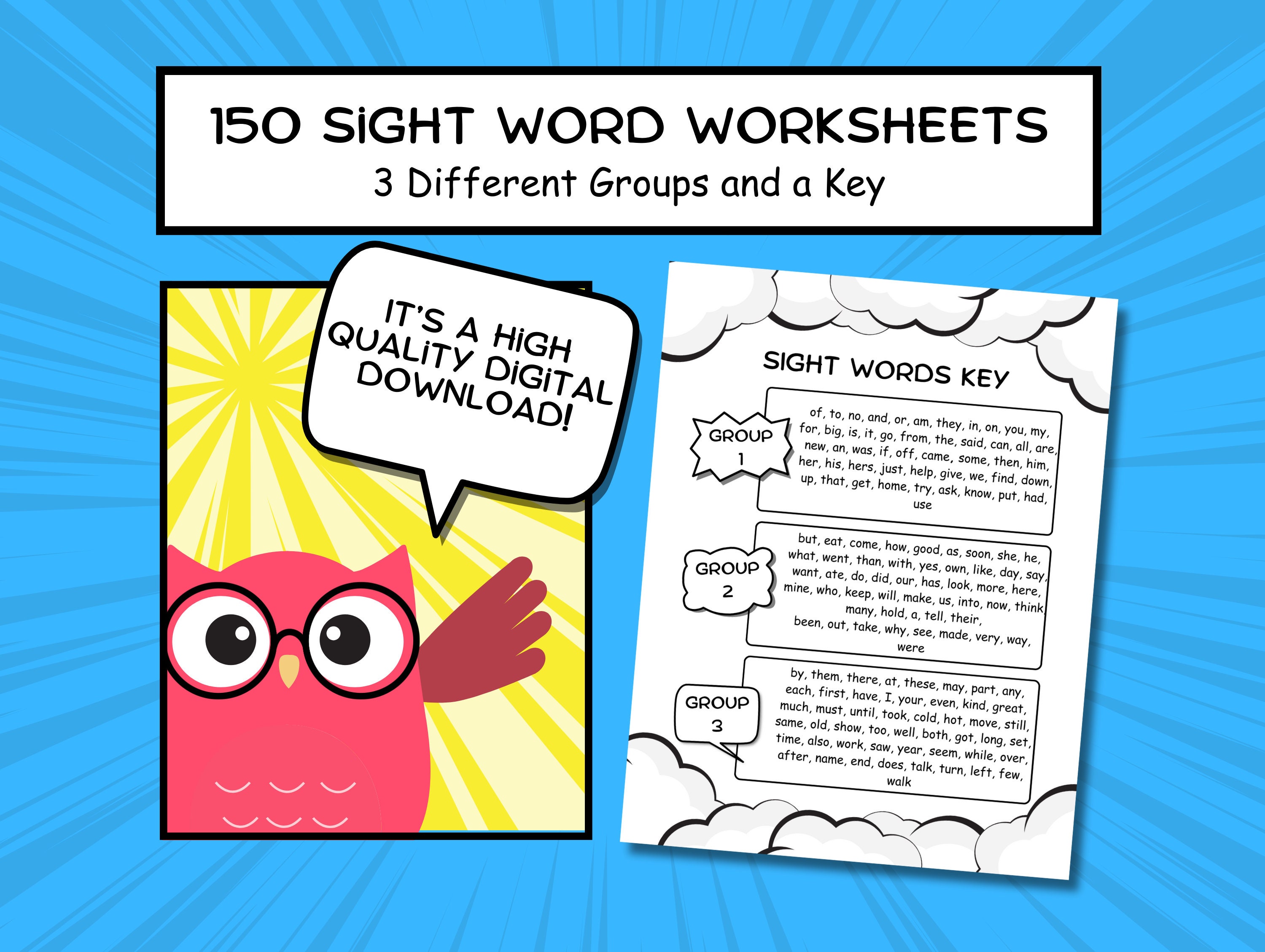 Sight Word Worksheets for Prek, Kindergarten, and 1st Grade Students ...