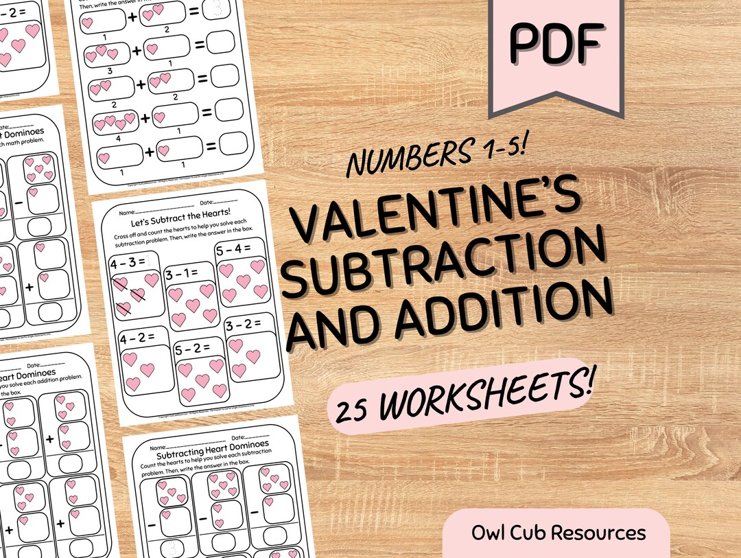 Valentine’s Day Subtraction and Addition for Kids | Preschoolers ...