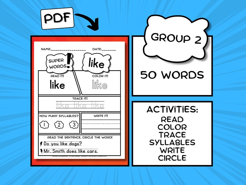 Sight Word Worksheets for Prek, Kindergarten, and 1st Grade Students ...