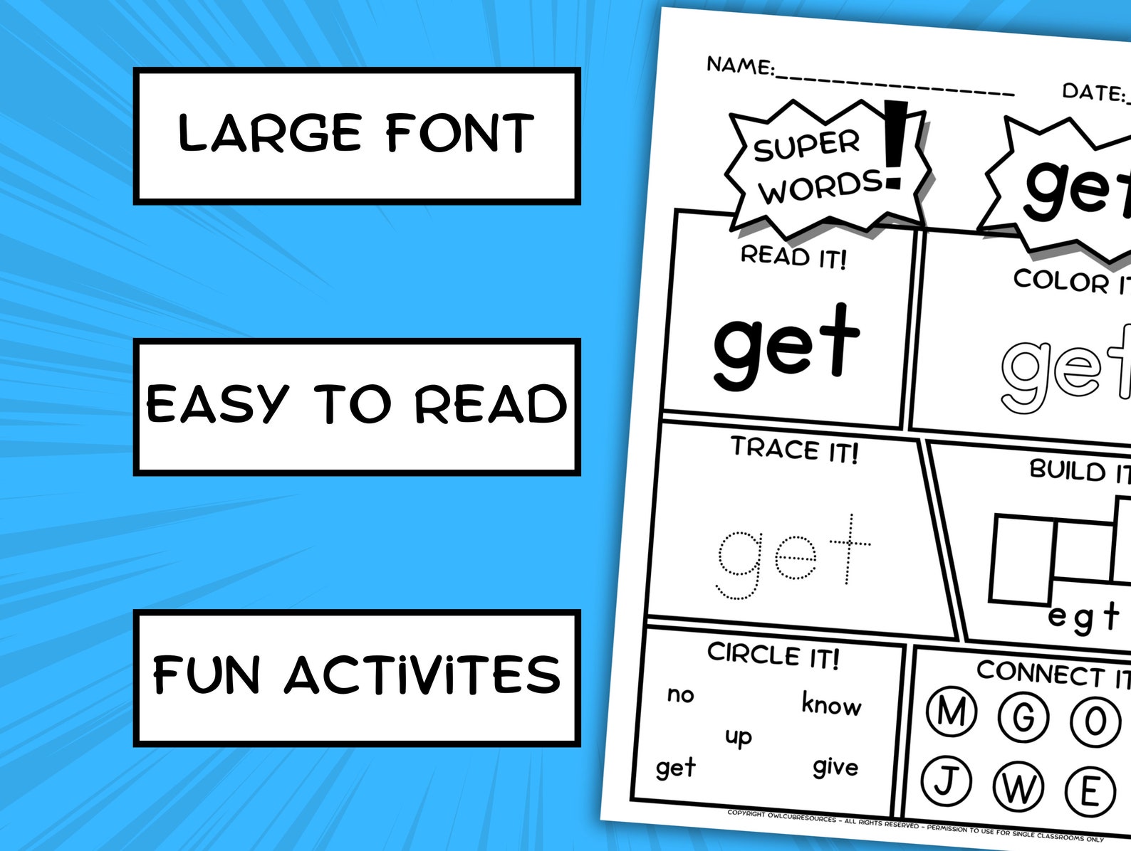 Sight Word Worksheets for Prek, Kindergarten, and 1st Grade Students ...