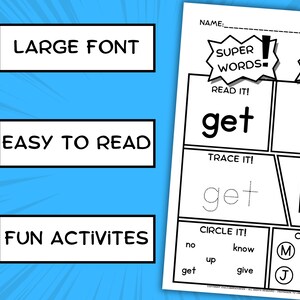 Sight Word Worksheets for Prek, Kindergarten, and 1st Grade Students ...