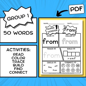 Sight Word Worksheets for Prek, Kindergarten, and 1st Grade Students ...