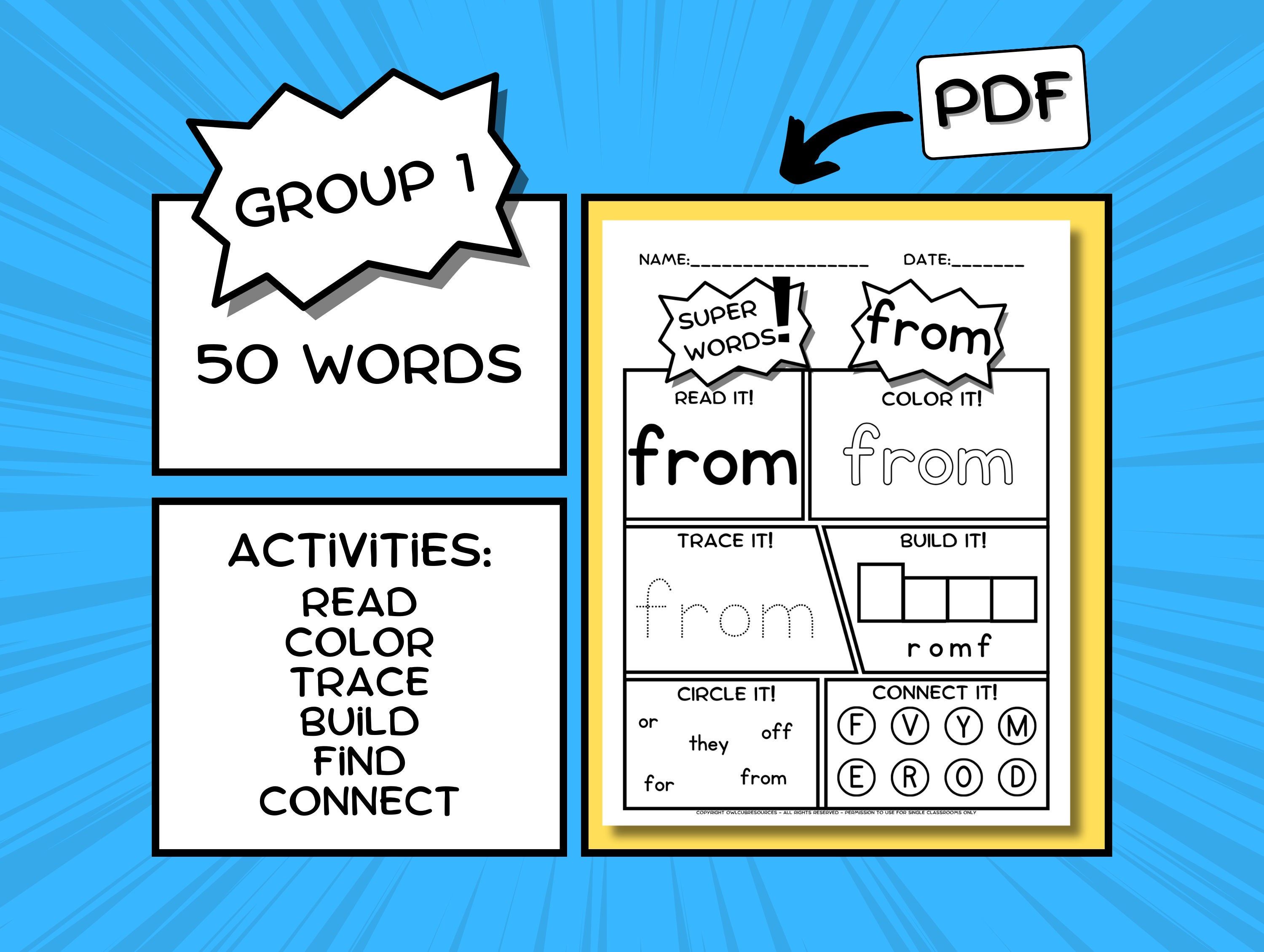 Sight Word Worksheets for Prek, Kindergarten, and 1st Grade Students ...