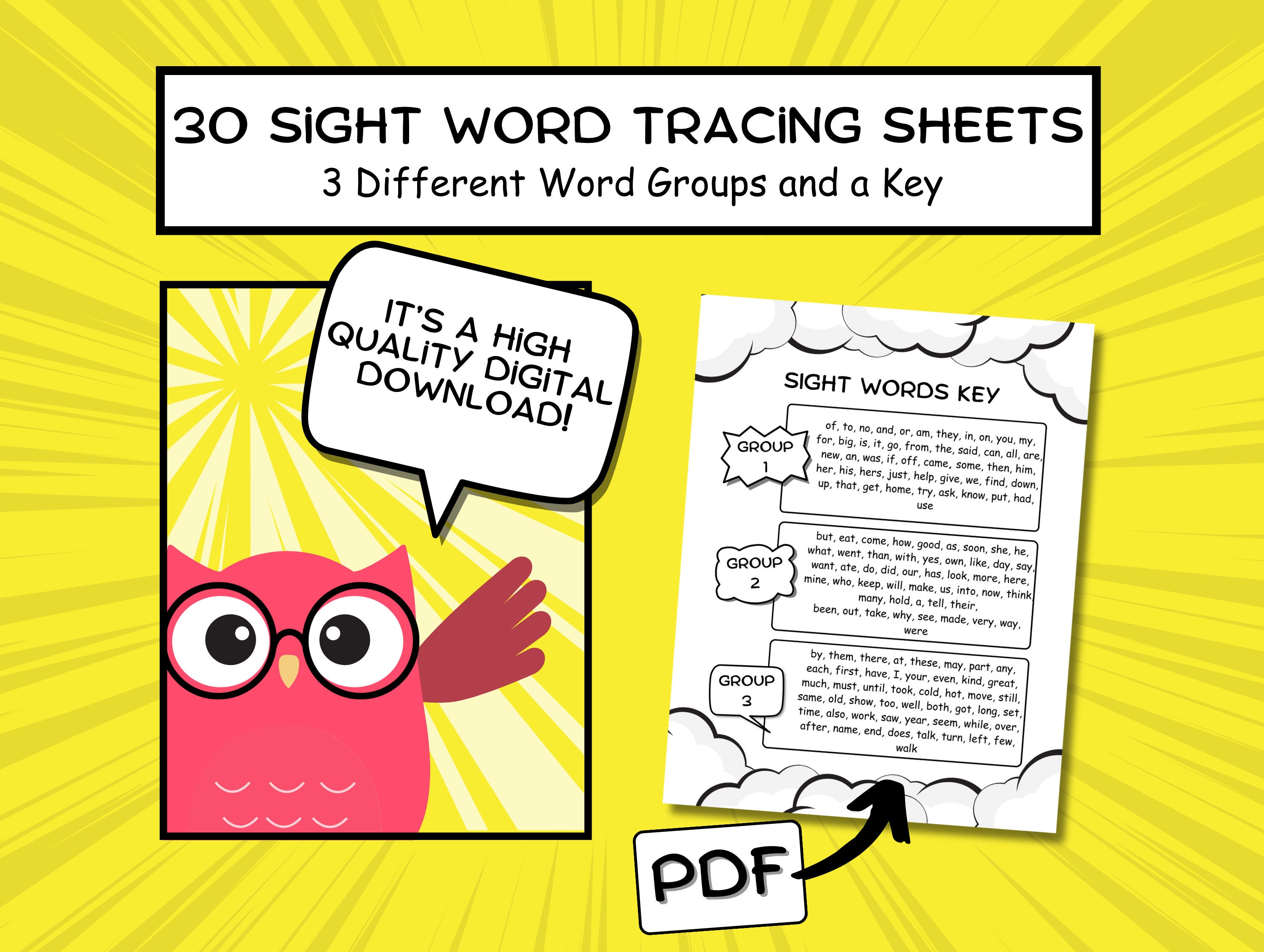 30 Sight Words Tracing Worksheets for Prek, Kindergarten, and 1st Grade ...