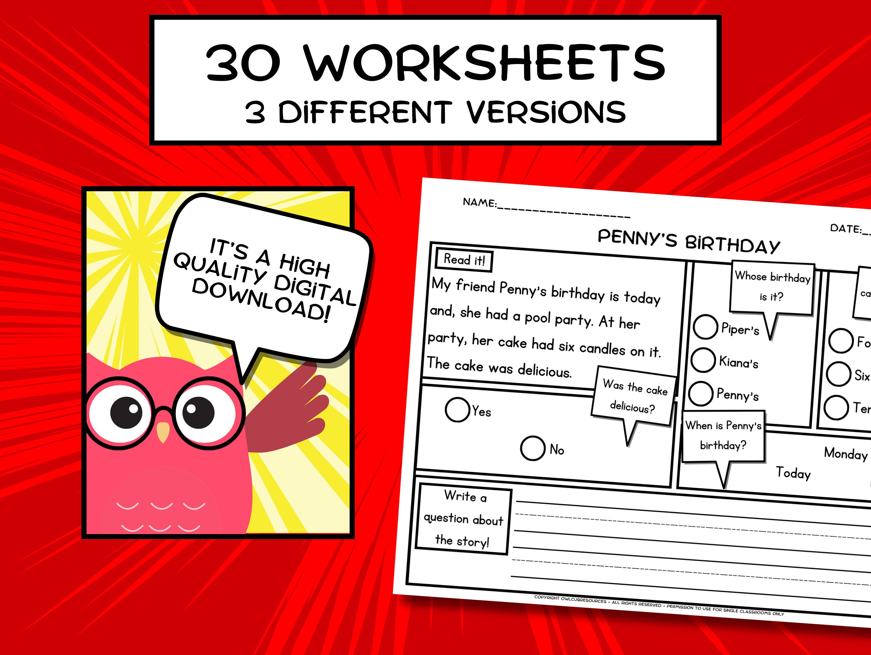 First Grade Reading Comprehension Worksheets for Spring Learning ...