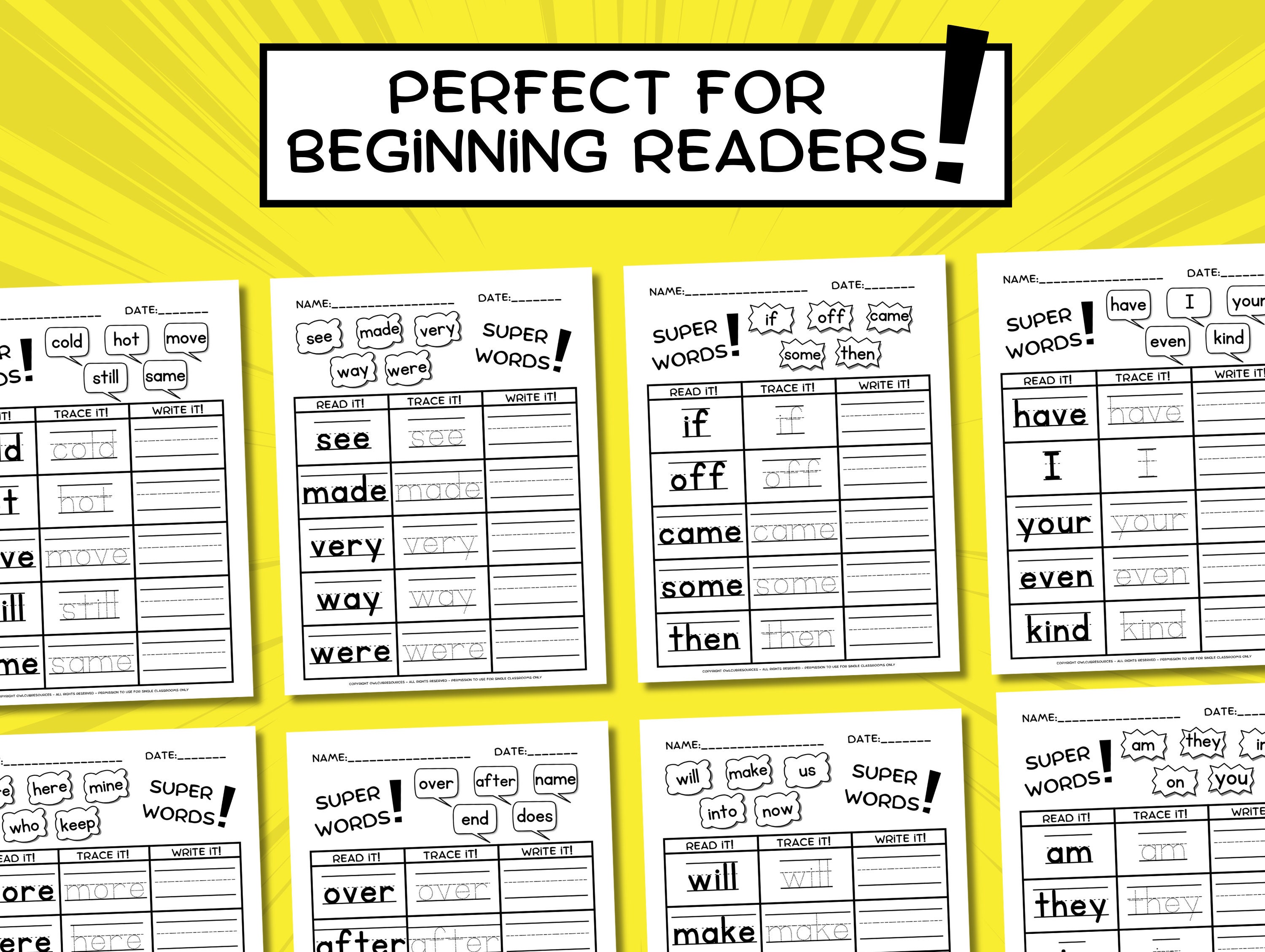 30 Sight Words Tracing Worksheets for Prek, Kindergarten, and 1st Grade ...