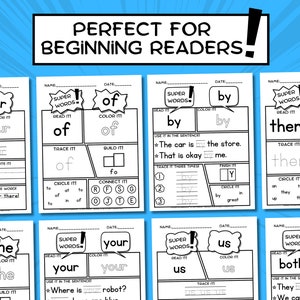 Sight Word Worksheets for Prek, Kindergarten, and 1st Grade Students ...