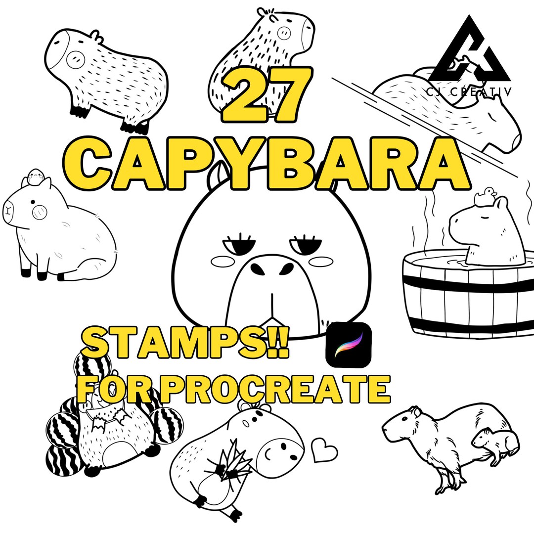 27 Kawaii Capybara Stamps for Procreate L Capybara L Procreate Brushes ...