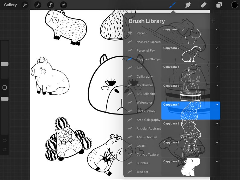 27 Kawaii Capybara Stamps for Procreate L Capybara L Procreate Brushes ...