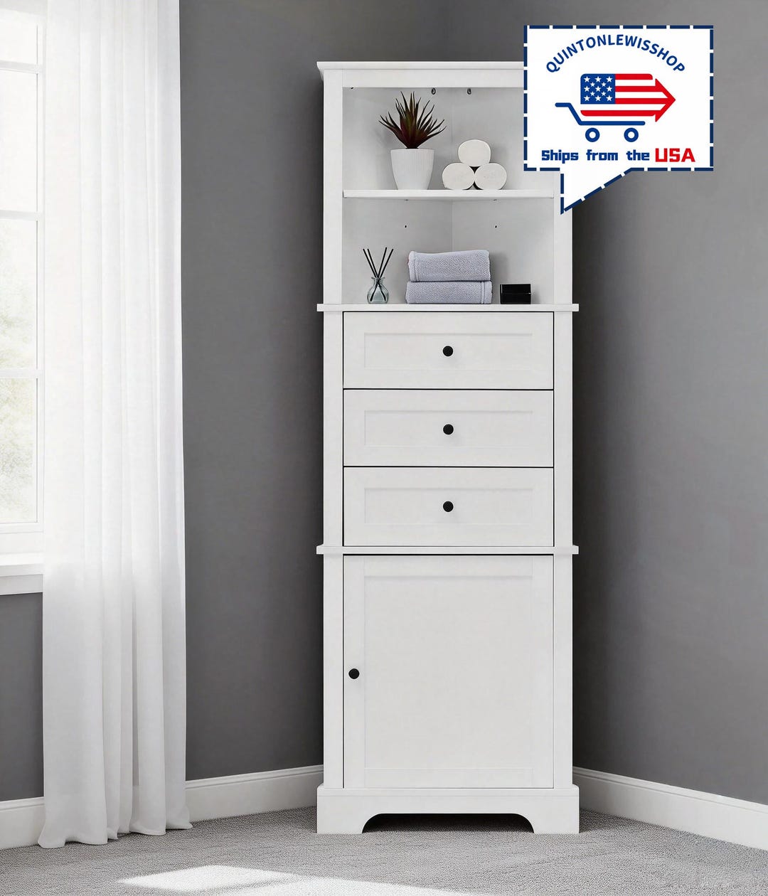 Modern Minimalist Corner Cabinet, Triangular Storage Unit With 3 ...