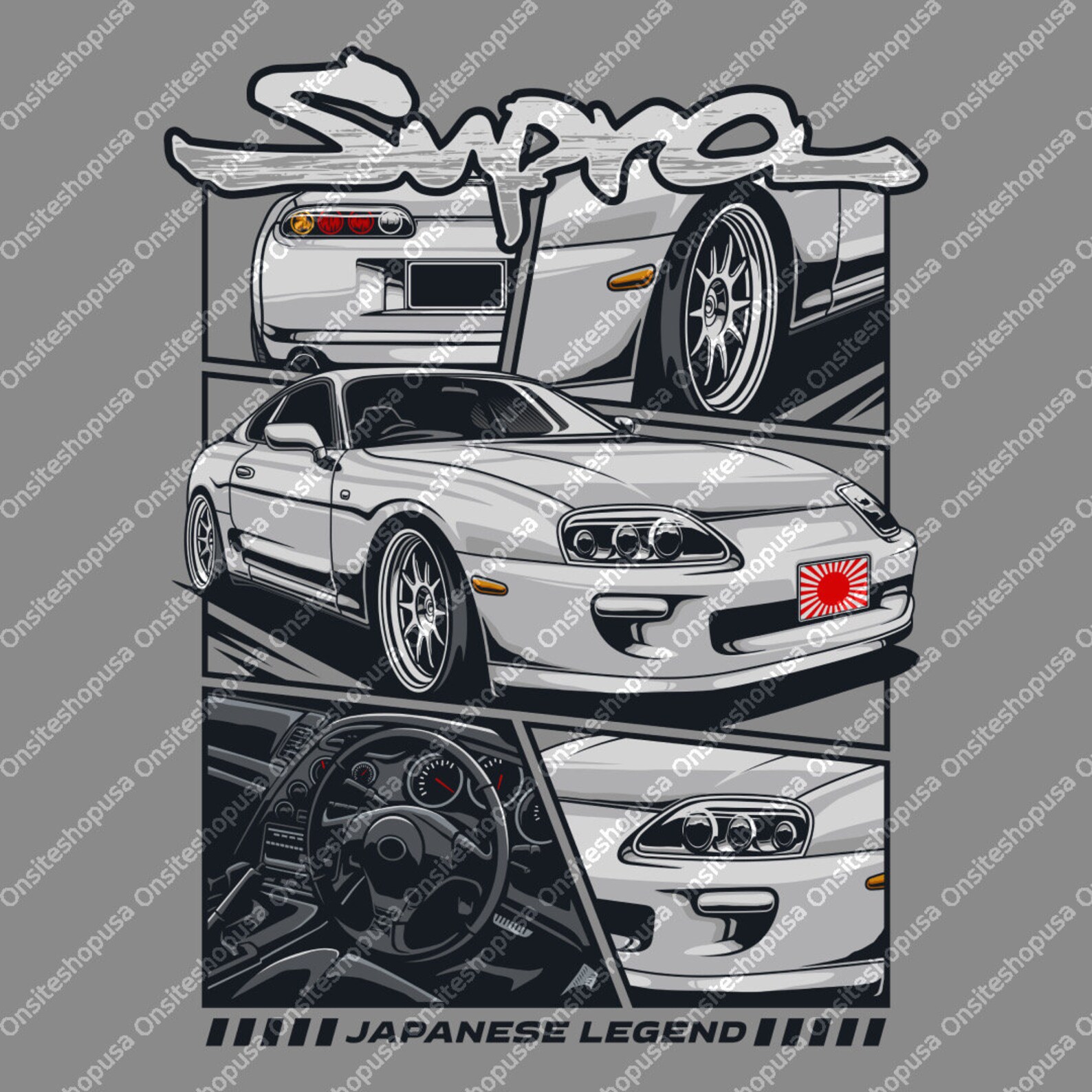 Jdm Car, Sports Car for Transfers, Turbo Car Ready-to-press Heat ...