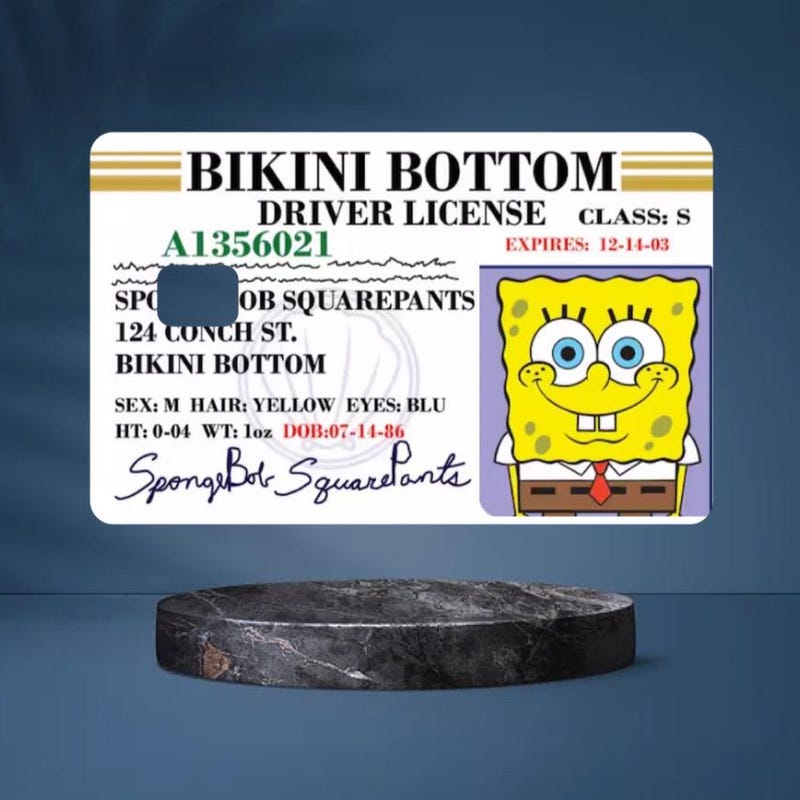 Spongebob Id Card - Etsy