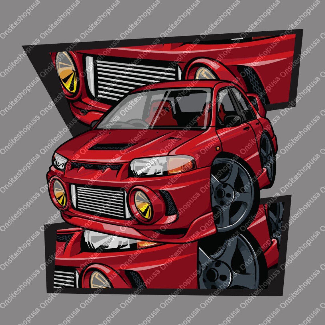 Jdm Car, Sports Car for Transfers, Turbo Car Ready-to-press Heat ...