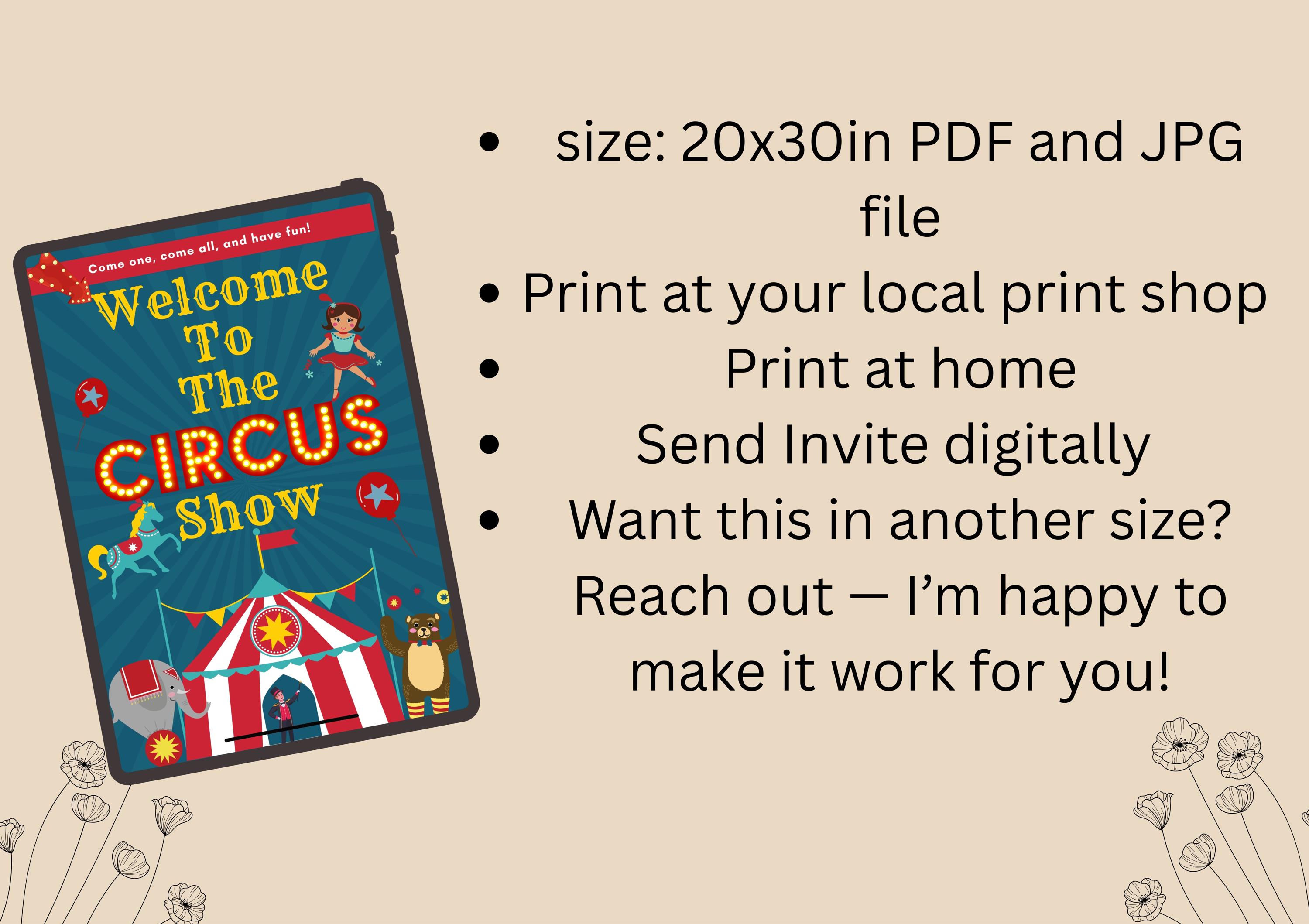 Circus Welcome Sign Printable | Carnival Birthday Sign 20x30 | Big Top ...
