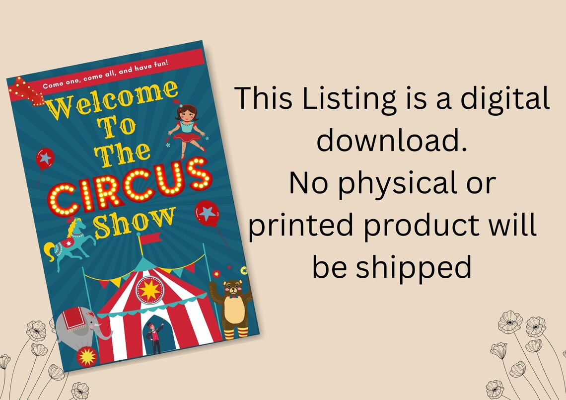 Circus Welcome Sign Printable | Carnival Birthday Sign 20x30 | Big Top ...