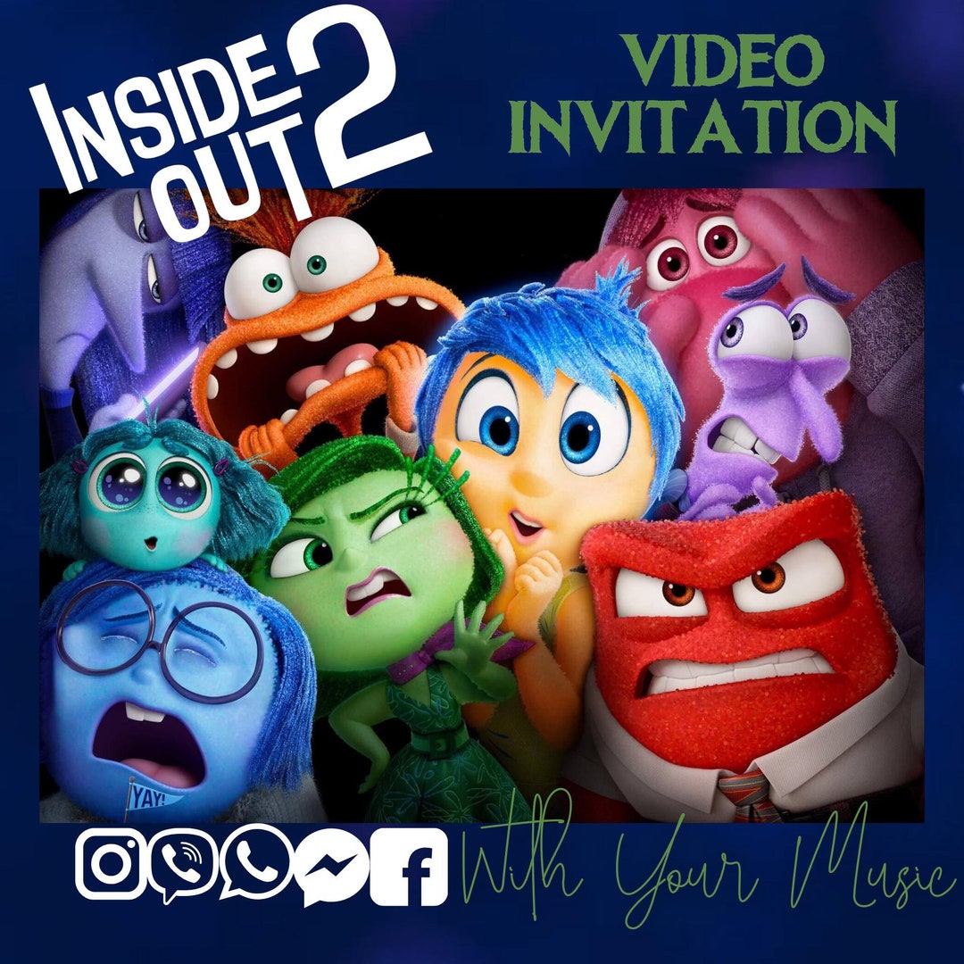 Inside Out 2 Video Invitation, Inside Out Party Invite, Inside Out 2 ...
