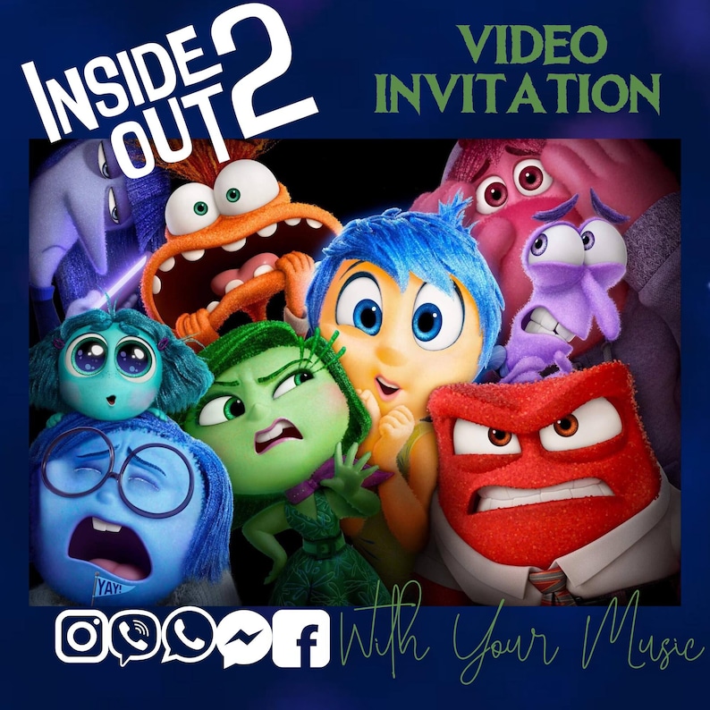 Inside Out 2 Video Invitation, Inside Out Party Invite, Inside Out 2 ...