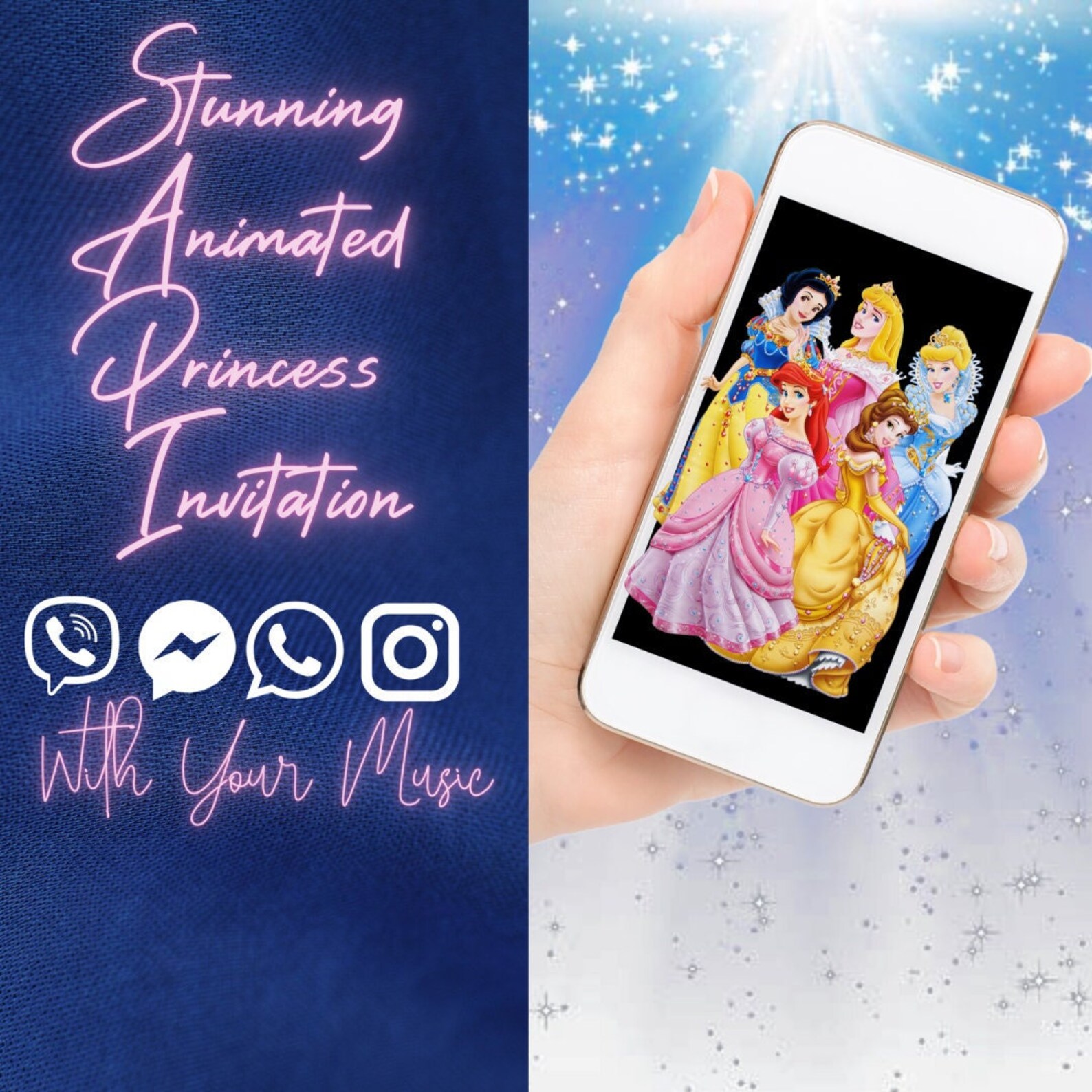 Princess Animated Video Invitation With Music, Animated, Video ...