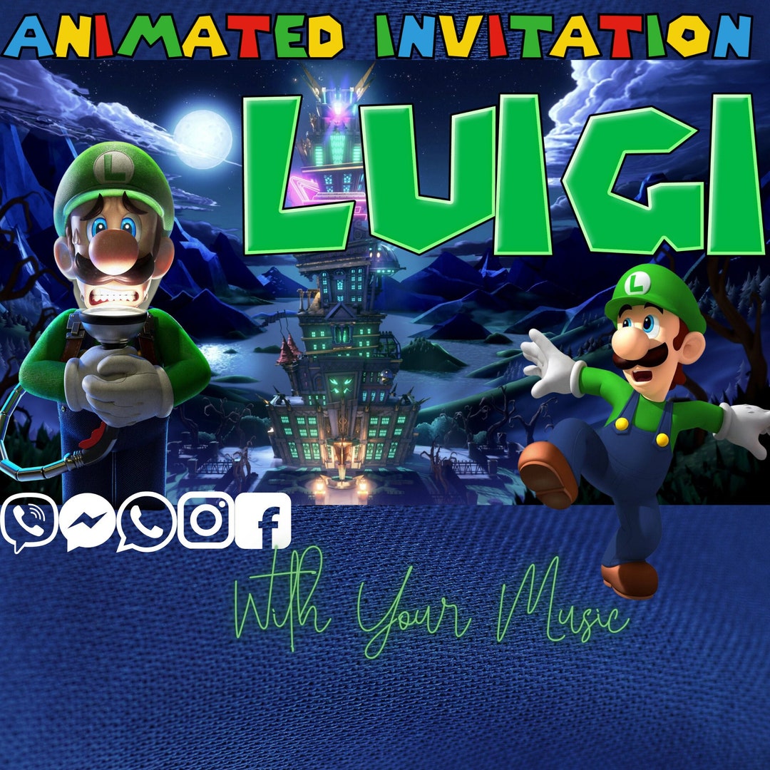 Super Mario Invitation, Luigi Birthday Video Invitation, Luigi, Super ...