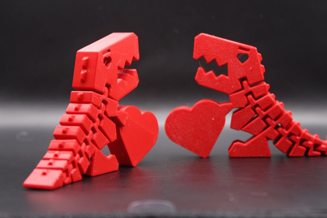 3D Printed Flexi Rexi Articulating Valentines Dinosaur Unique Gift for ...