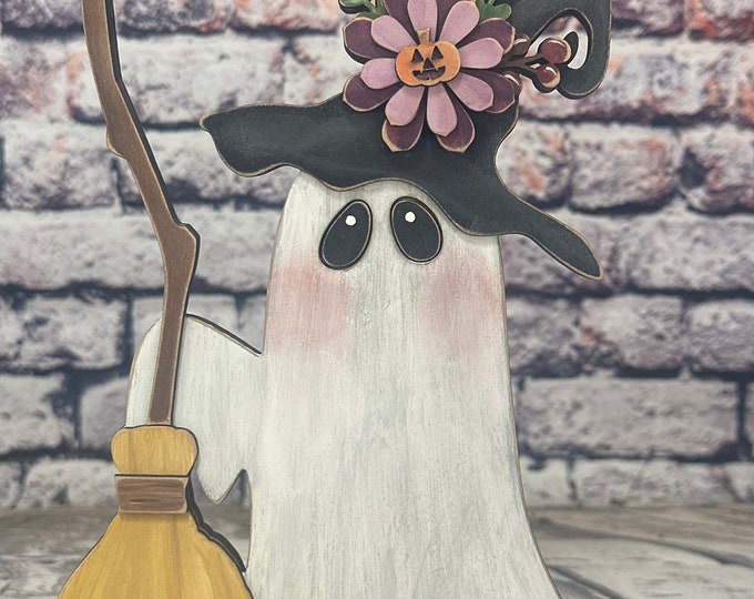 Farmhouse Ghost; Ghost With Broom; Halloween Ghost; Ghost Decor; Wood ...