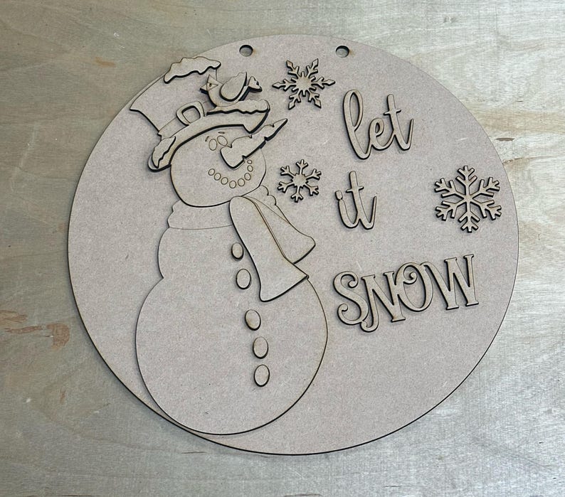 Winter Snowman Let It Snow Door Hanger | Unfinished Wood Crafts | DIY ...