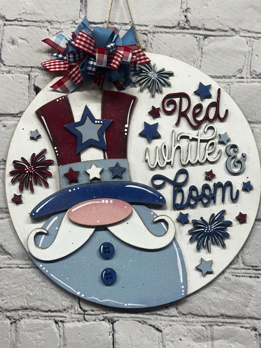Red White Boom 4th of July MDF Door Hanger | DIY Home Decor - Etsy