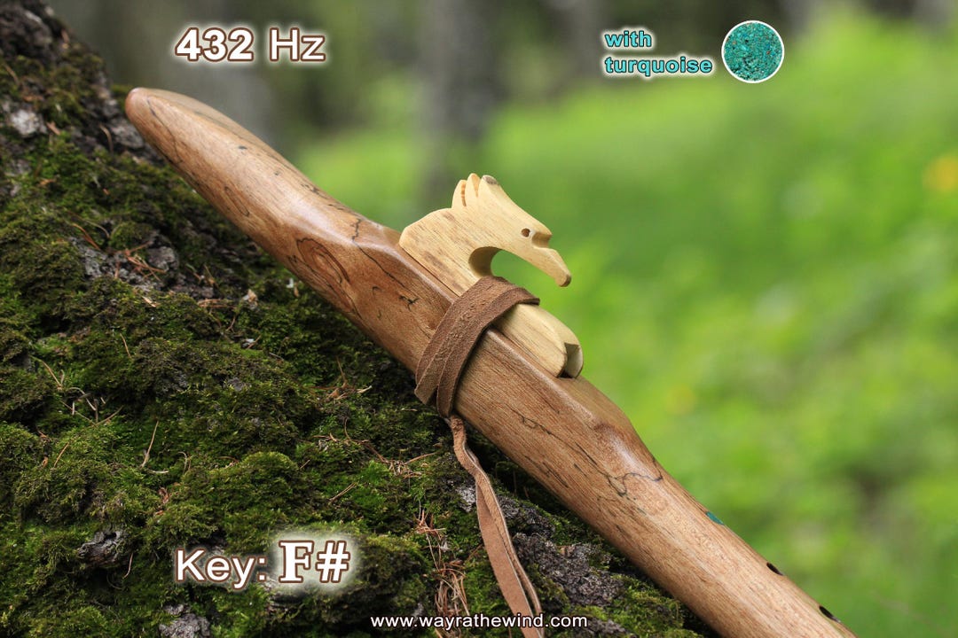 Native American Style Flute - Key of F#, 432 Hz, Walnut Wood, Turquoise ...
