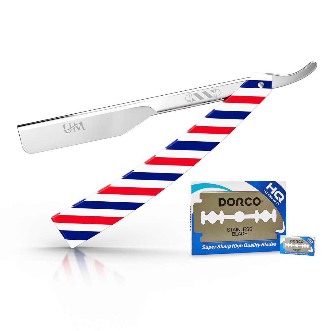 UM Supplies Professional Barber Straight Razor With 10-pack Double Edge ...