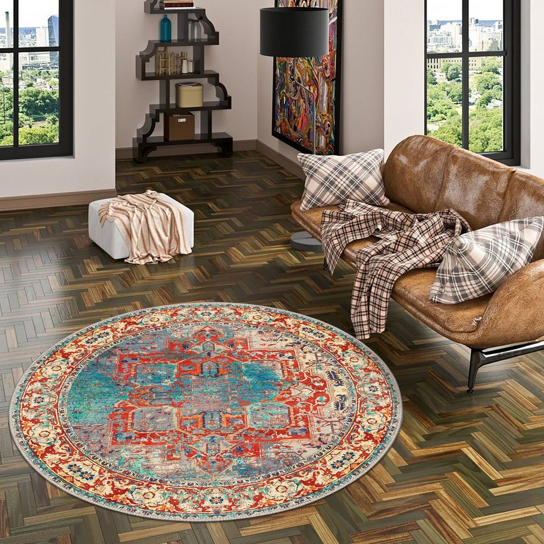 Vintage Round Rug|area Round Rug|living Room Rug|round Rug|circle Rug ...