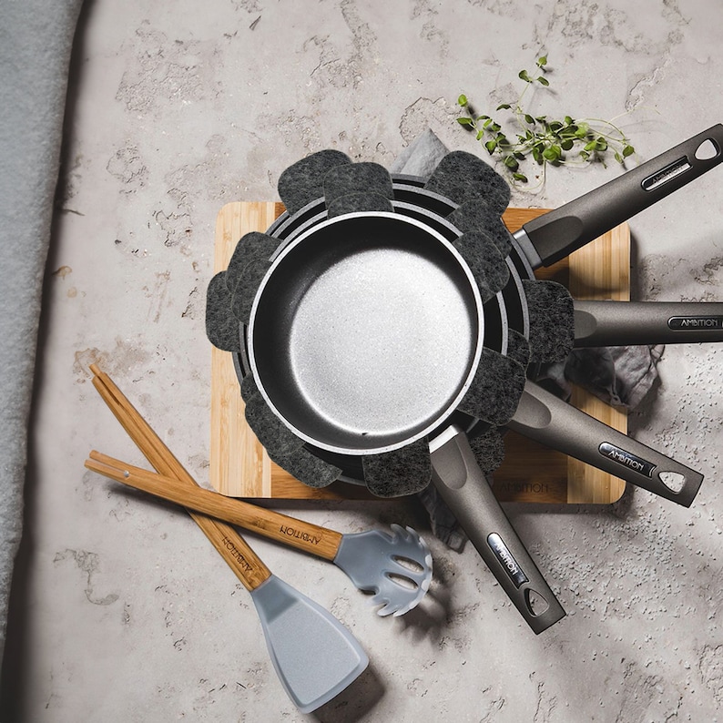 Pot and Pan Protectors, Felt Cookware Protector Set, Pan Base Protector ...