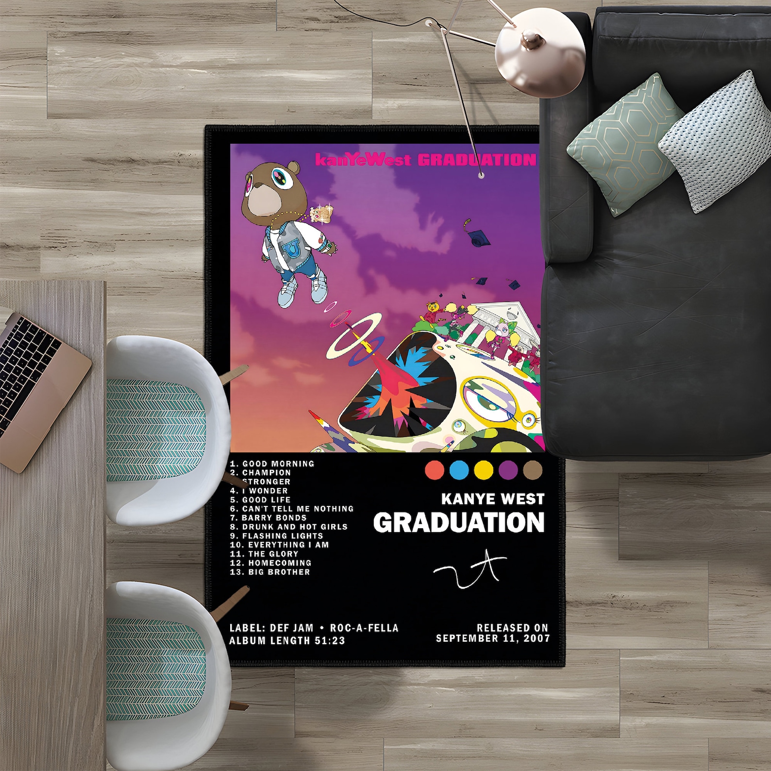 Kanye West Album Cover Rug, Album Cover Rug, Graduation Album Cover Rug ...