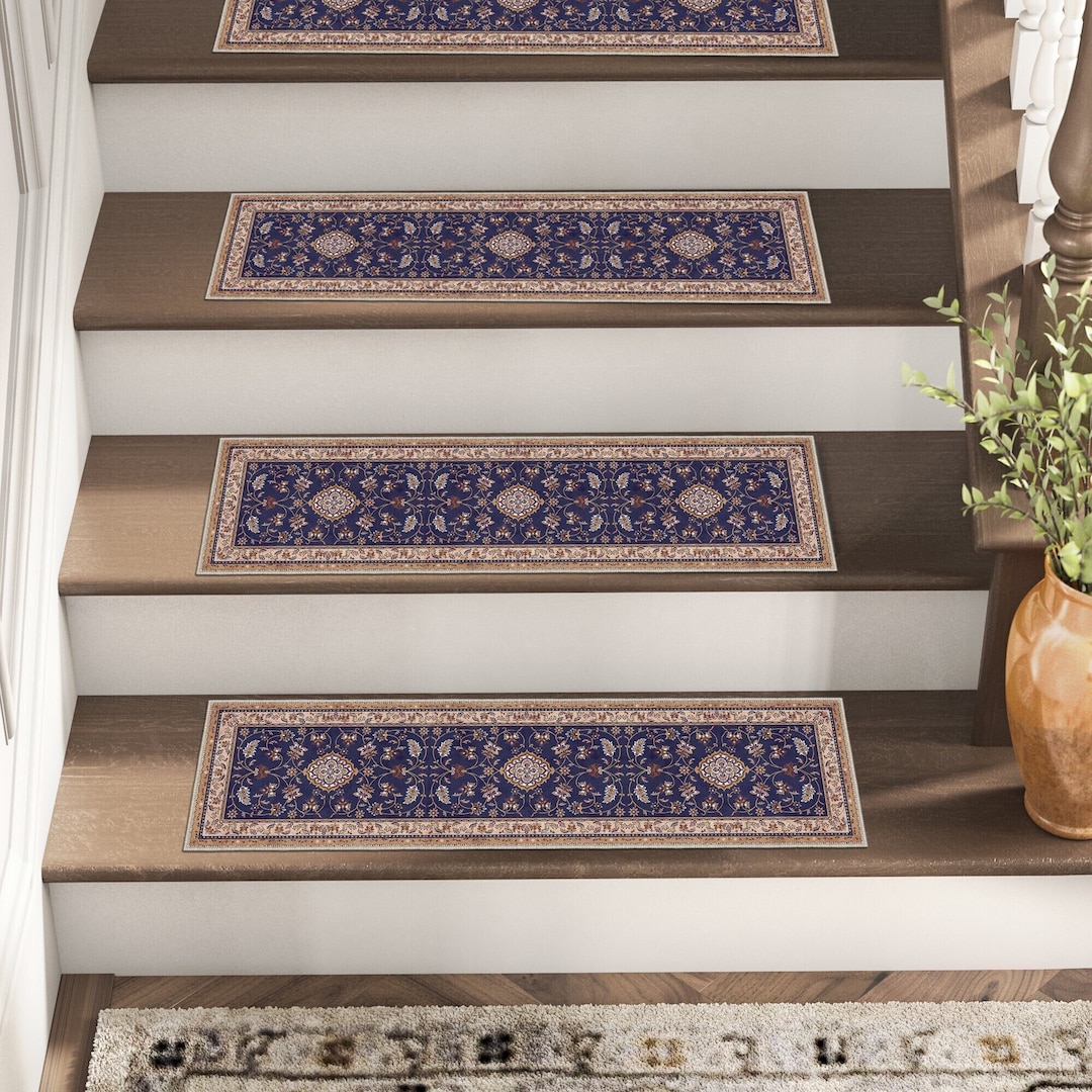 Persian Stair Step Rug, Stair Treads, Stair Runner, Stair Rug, Navy ...