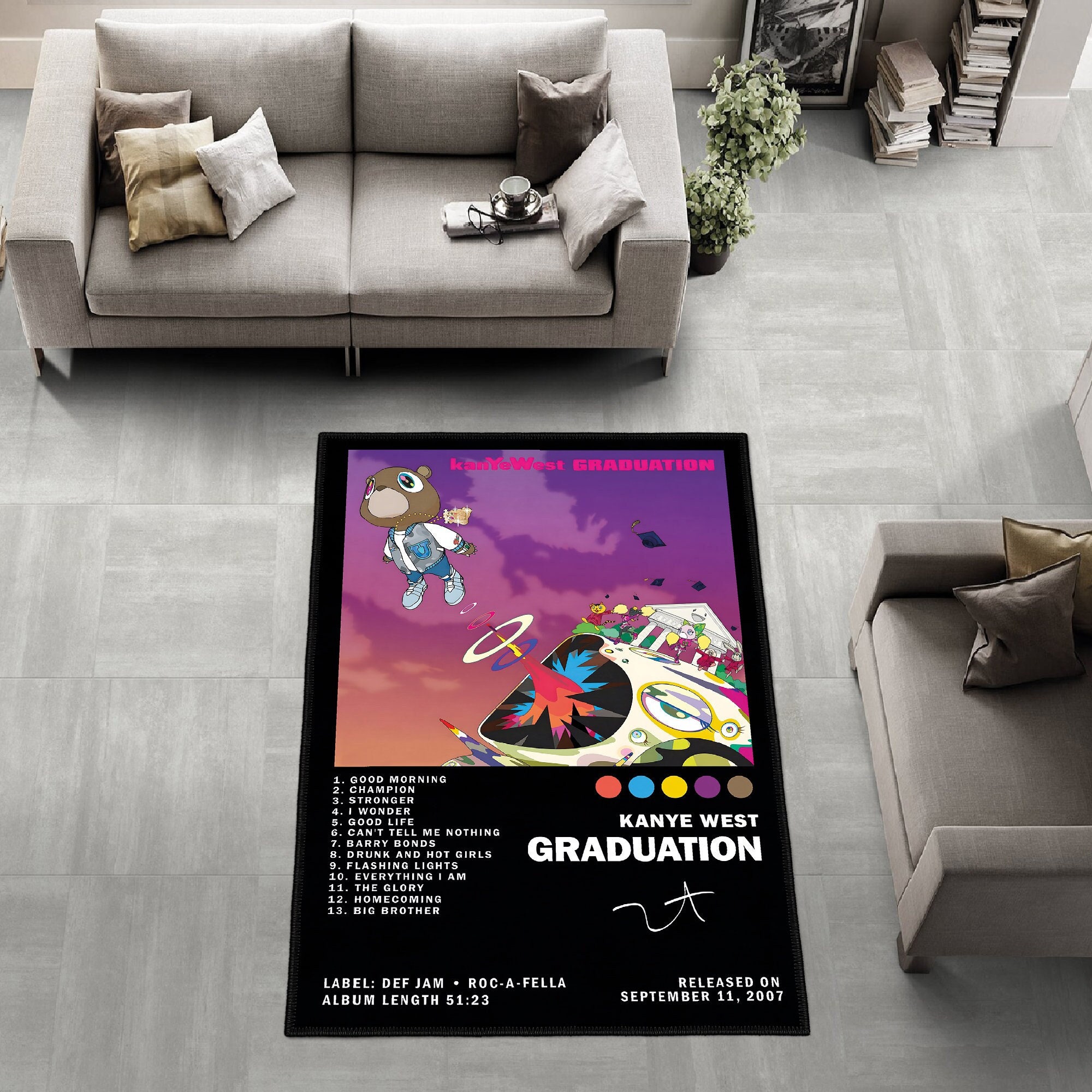 Kanye West Album Cover Rug, Album Cover Rug, Graduation Album Cover Rug ...