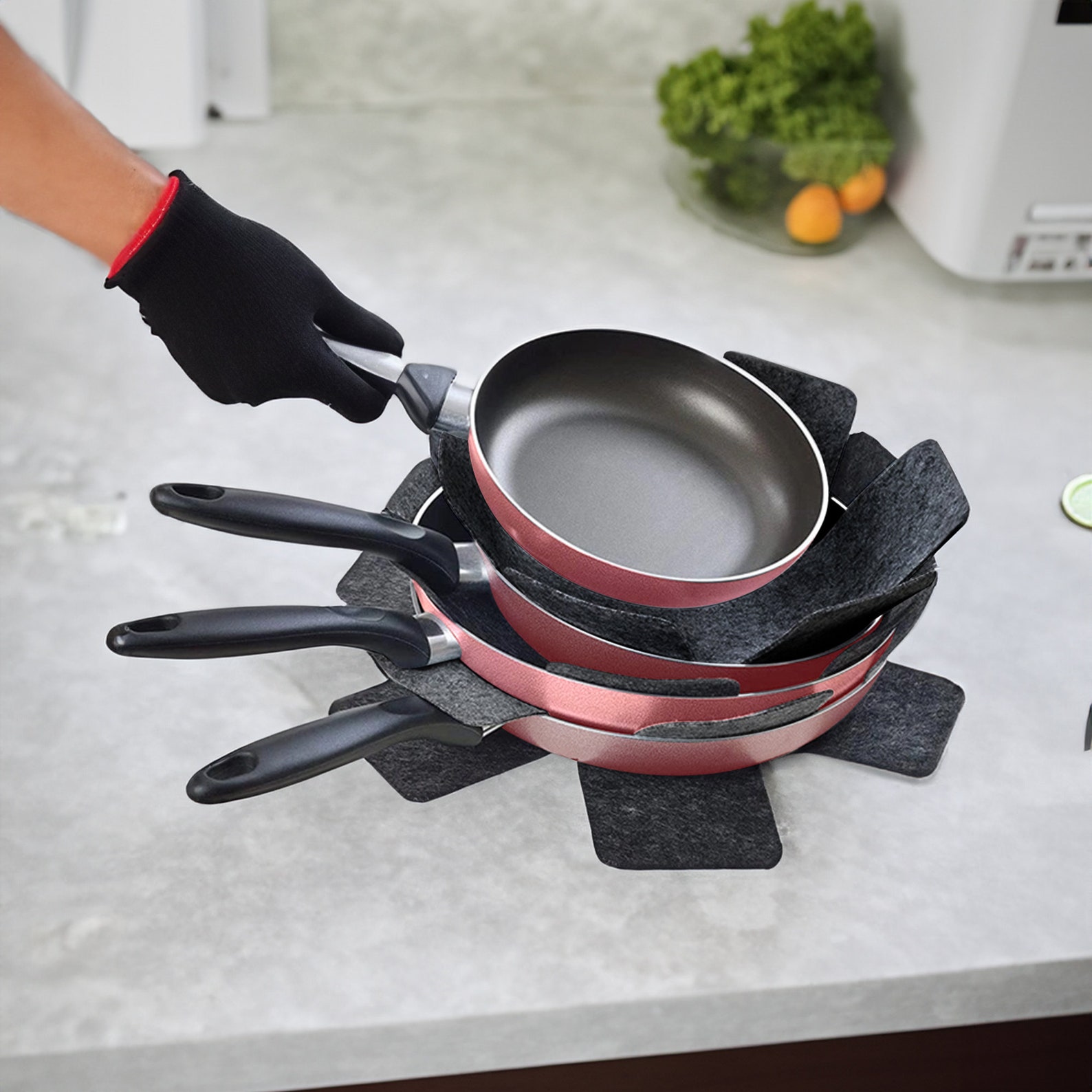 Pot and Pan Protectors, Felt Cookware Protector Set, Pan Base Protector ...